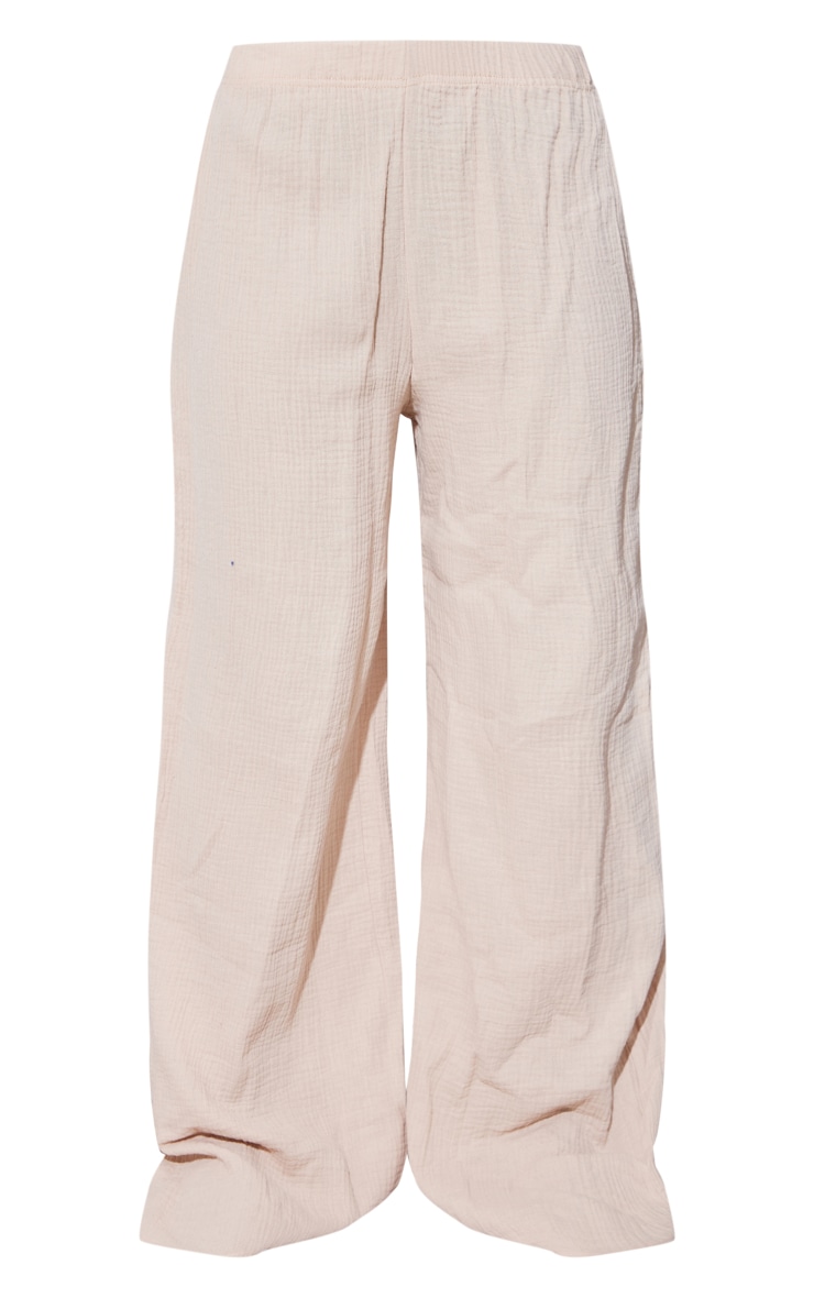 Mocha Textured Wide Leg Pj Pants | PrettyLittleThing QA