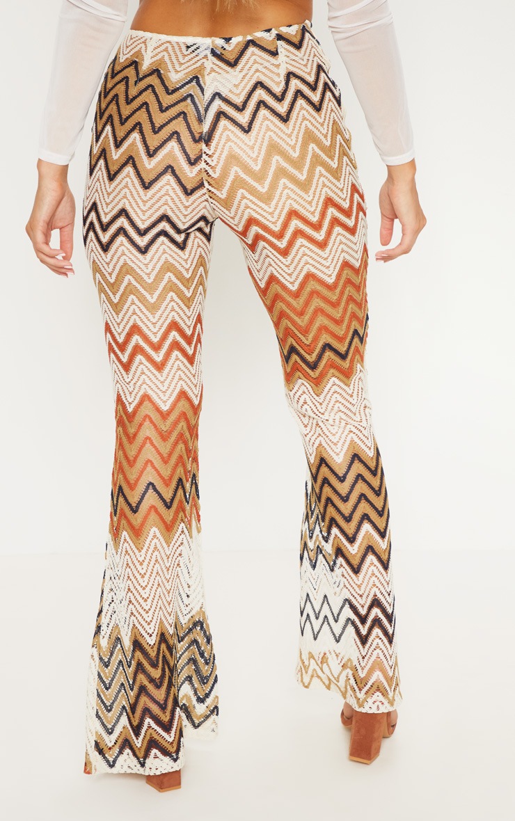 Burnt Orange Chevron Knit Flares | Swimwear | PrettyLittleThing CA