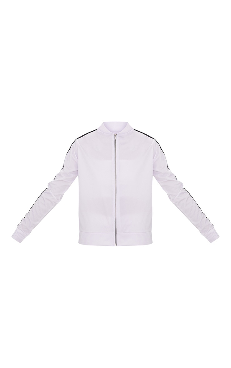 White Sport Stripe Hooded Tracksuit Top | PLT