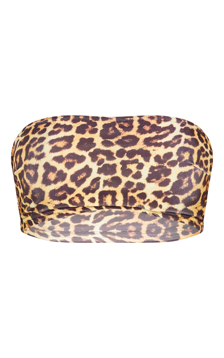 Leopard Mix & Match Bandeau Bikini Top | PrettyLittleThing USA