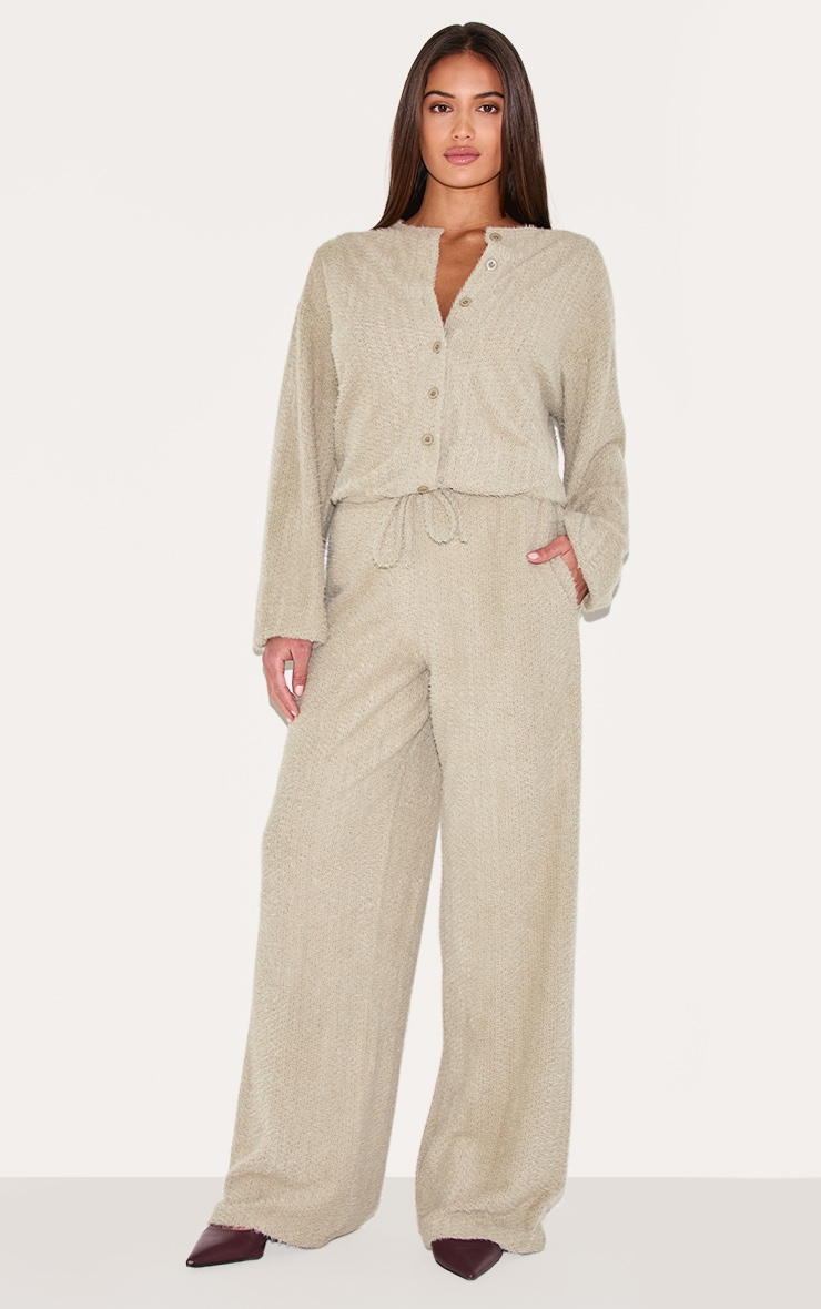 Mushroom Textured Wide Leg Drawstring Trousers | Co-ords | PLT