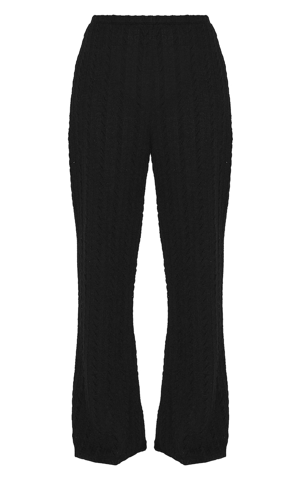 Plus Black Textured Wide Leg Pants | Plus Size | PrettyLittleThing USA