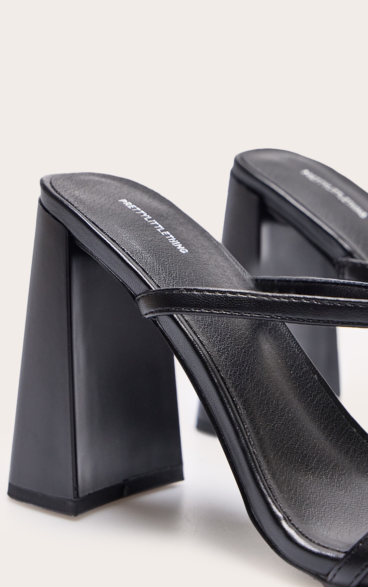 Black Double Strap High Block Heel Mules | Footwear | PLT