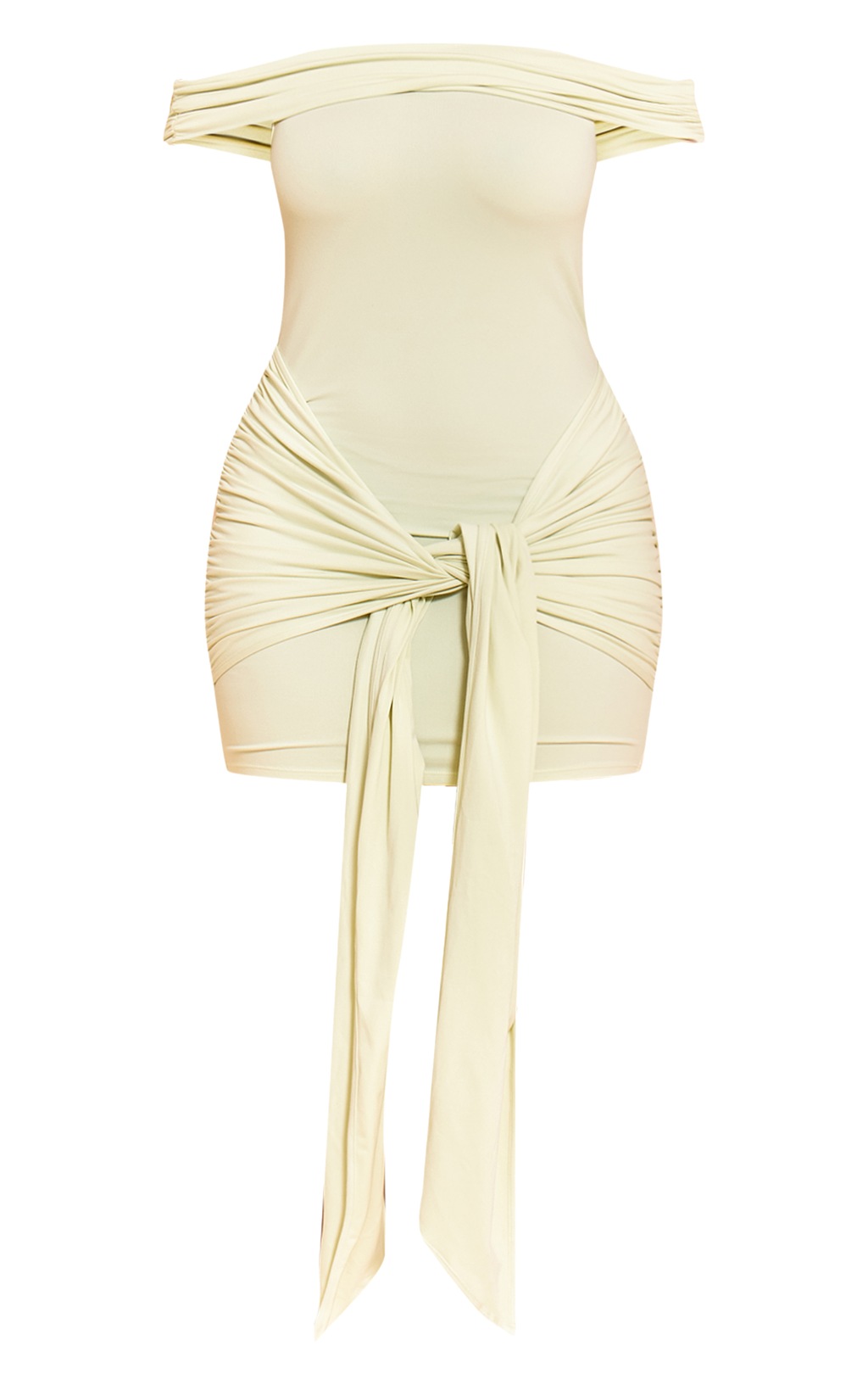 Shape Pale Lime Sculpt Fold Over Waist Drape Dress | Shape | PLT