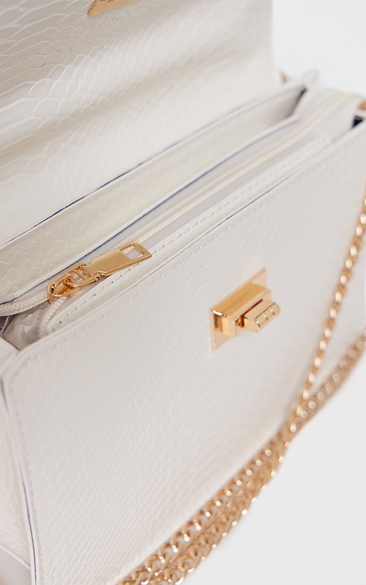 White Croc Chain Cross Body Bag | Accessories | PrettyLittleThing USA