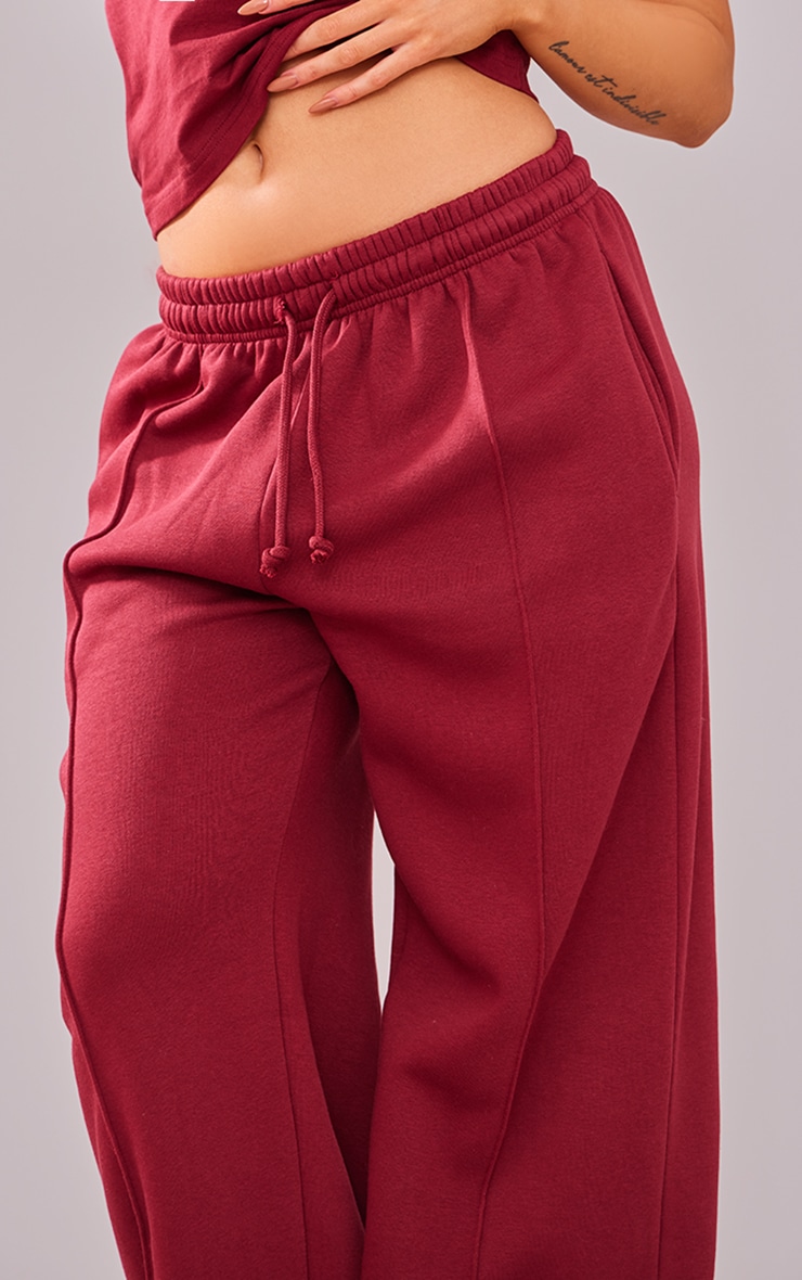 Petite Burgundy Pintuck Drawstring Track Pants | PrettyLittleThing AUS
