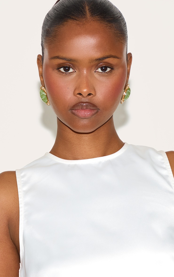 Jade Green Resin Gold Statement Earrings | Accessories ...