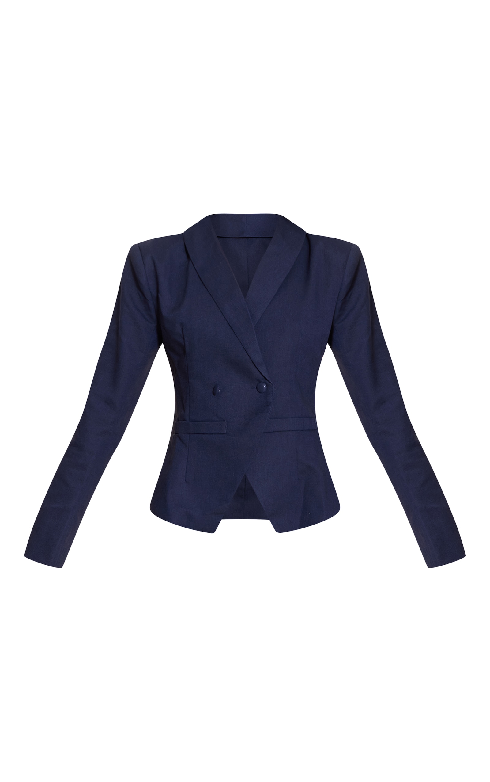 Navy Double Breasted Pointed Hem Blazer | Outerwear | PrettyLittleThing USA