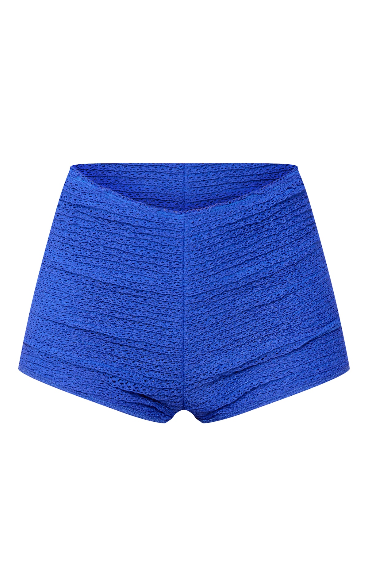 Cobalt Textured Low Rise Hot Pants | Bottoms | PrettyLittleThing USA