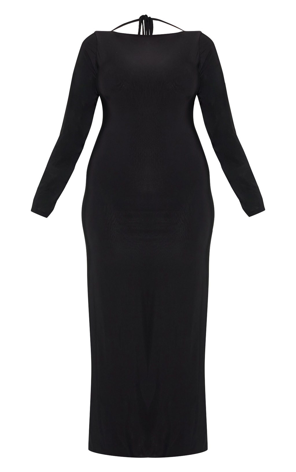 Plus Black Double Layer Flare Sleeve Midaxi Dress | Plus Size | PLT USA