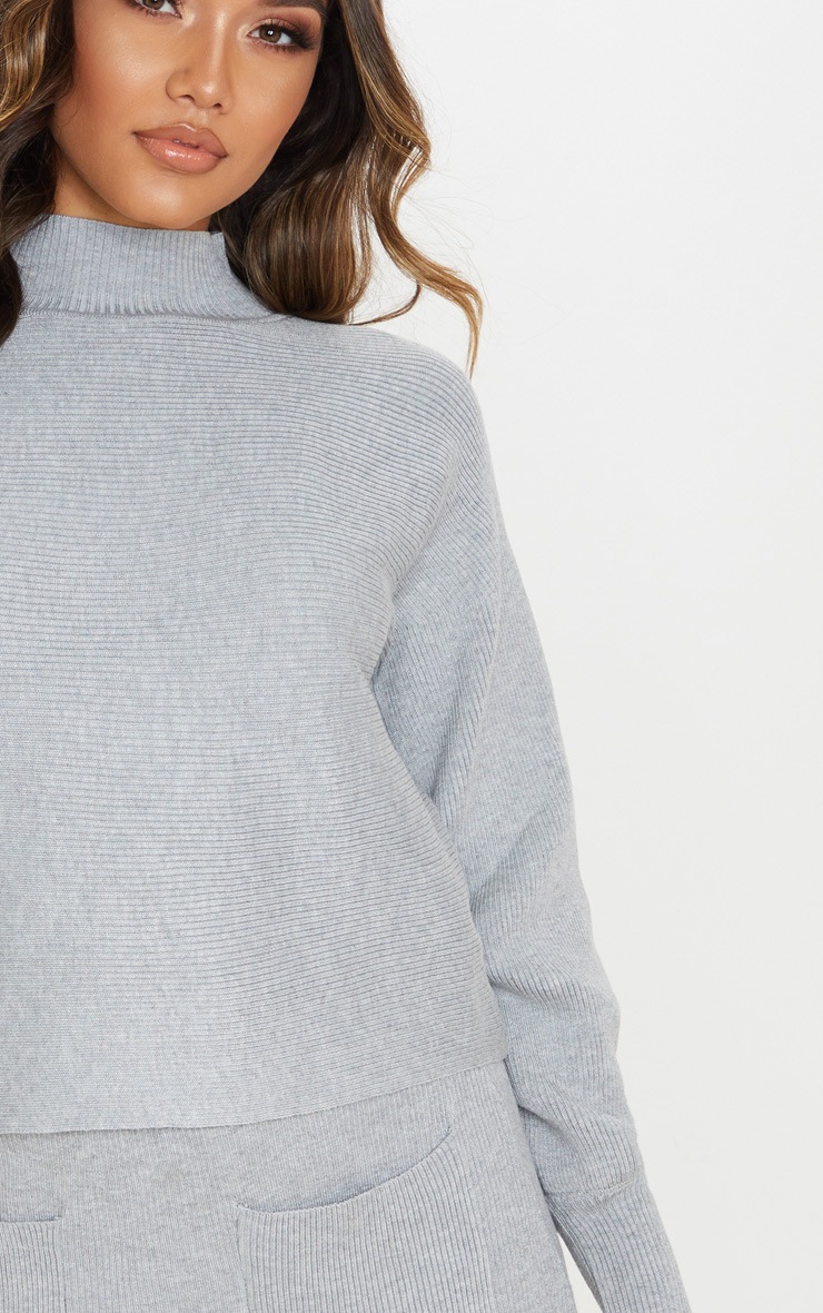 Grey Rib Knitted Skirt Set | Knitwear | PLT