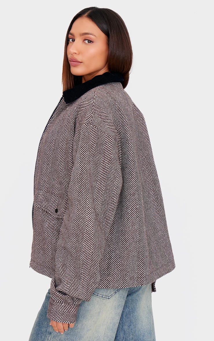 Tall Monochrome Herringbone Contrast Collar Jacket | Tall | PLT USA