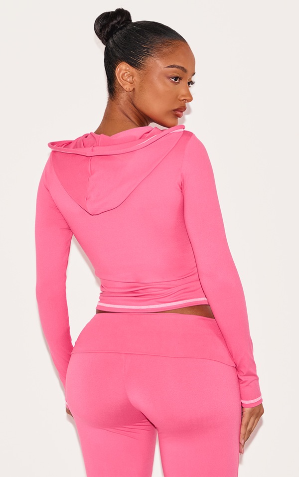 Shape Hot Pink Sculpted Contrast Stitch Zip Hoodie | Shape ...