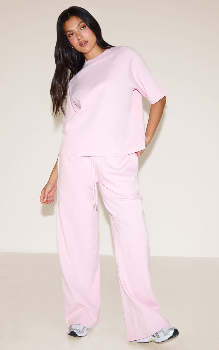 Pink Embroidered Interlock Boxy Tee | Athleisure | PLT USA