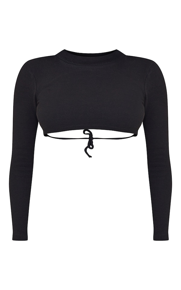 Black Open Back Rib Crop Top | Tops | PLT