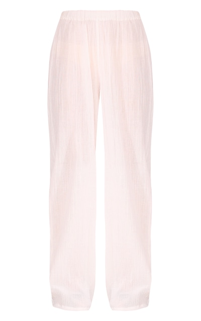 Cream Cheesecloth Textured Wide Leg Pants | Co-ords | PrettyLittleThing USA
