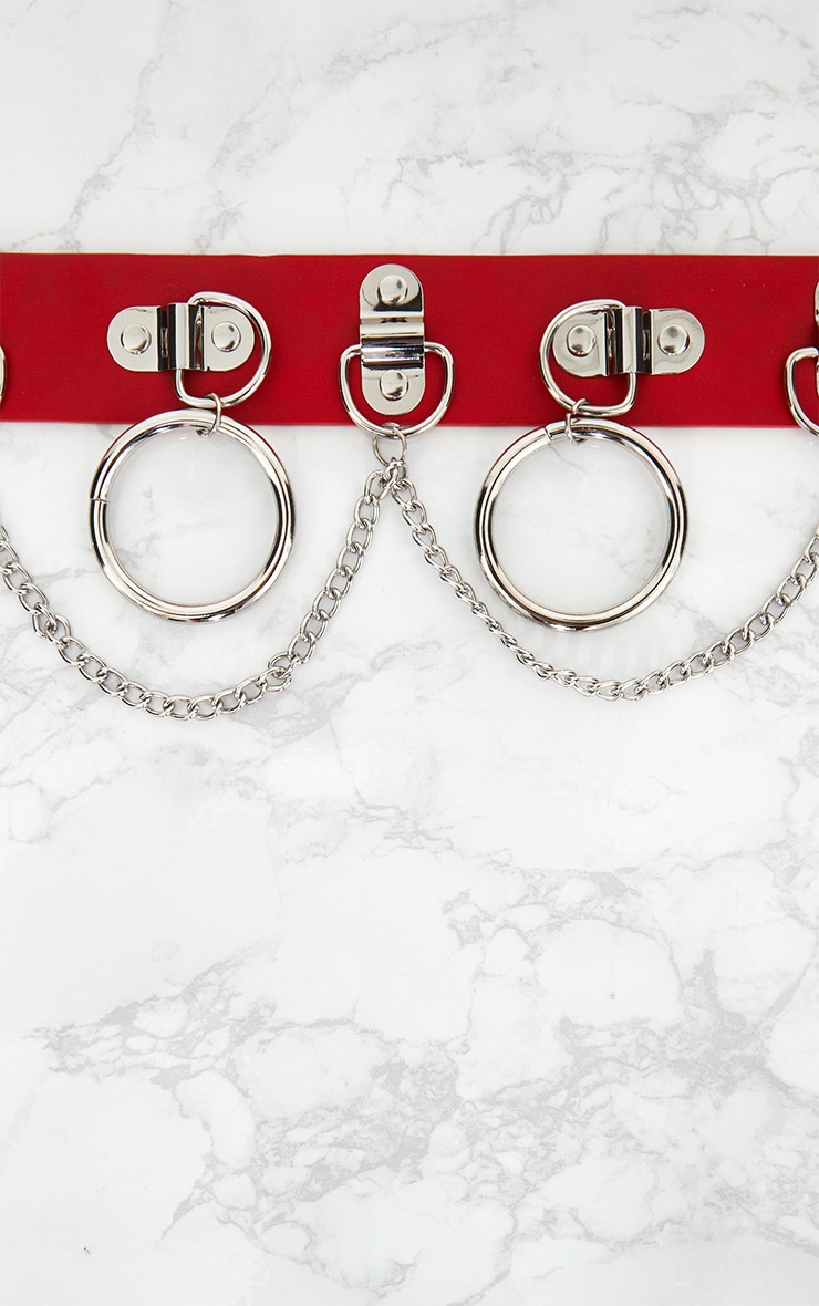 Red Chained Hoops Belt | Accessories | PrettyLittleThing