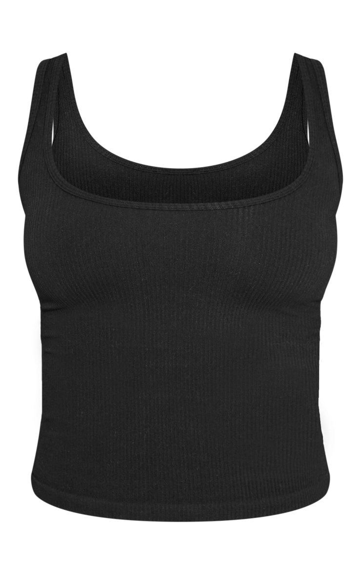 Black Structured Contour Rib Top | Tops | PrettyLittleThing CA