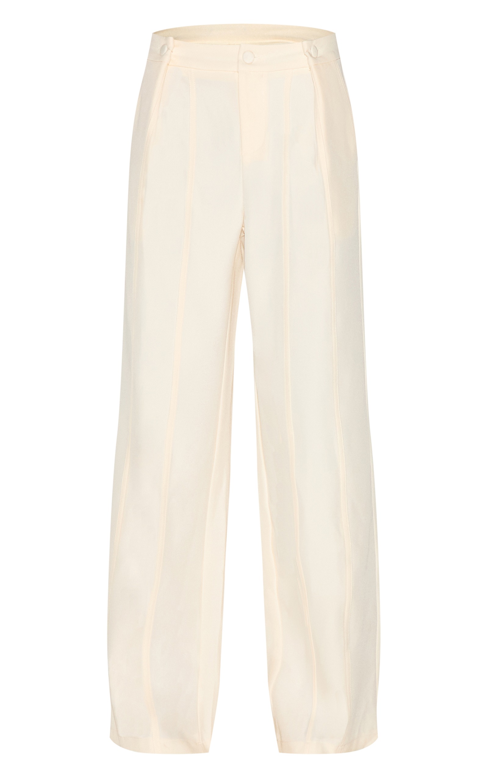 Cream Adjustable Waist Tailored Trousers | Bottoms | PLT