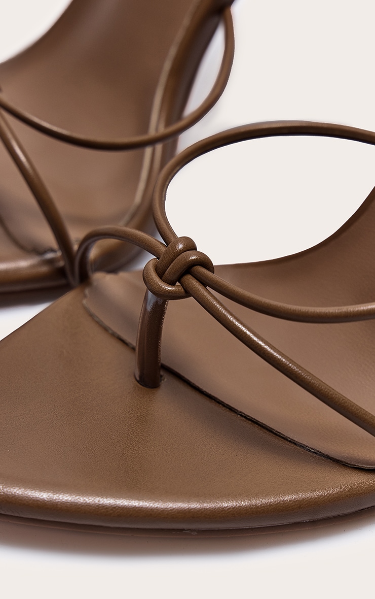 PLT Label Dark Chocolate Strappy Tie Thong Heels | Footwear | PLT