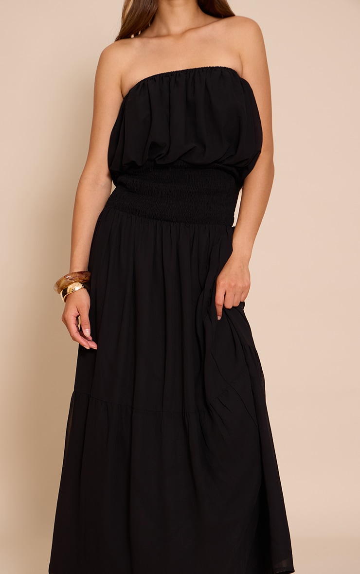 Black Chiffon Bandeau Sheered Waist Maxi Dress | Dresses ...