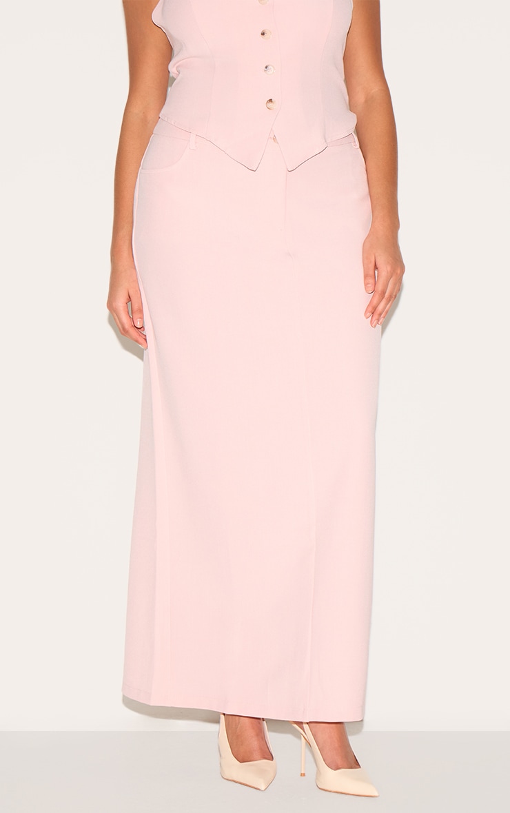 Plus Light Pink Tailored Woven Maxi Skirt | Plus Size | PLT USA