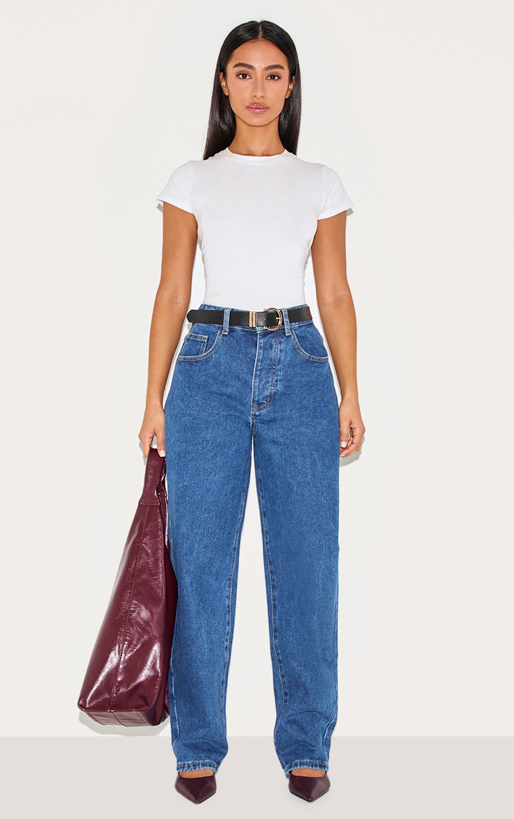 Petite Mid Blue Wash Boyfriend Jeans | Petite | PrettyLittleThing AUS