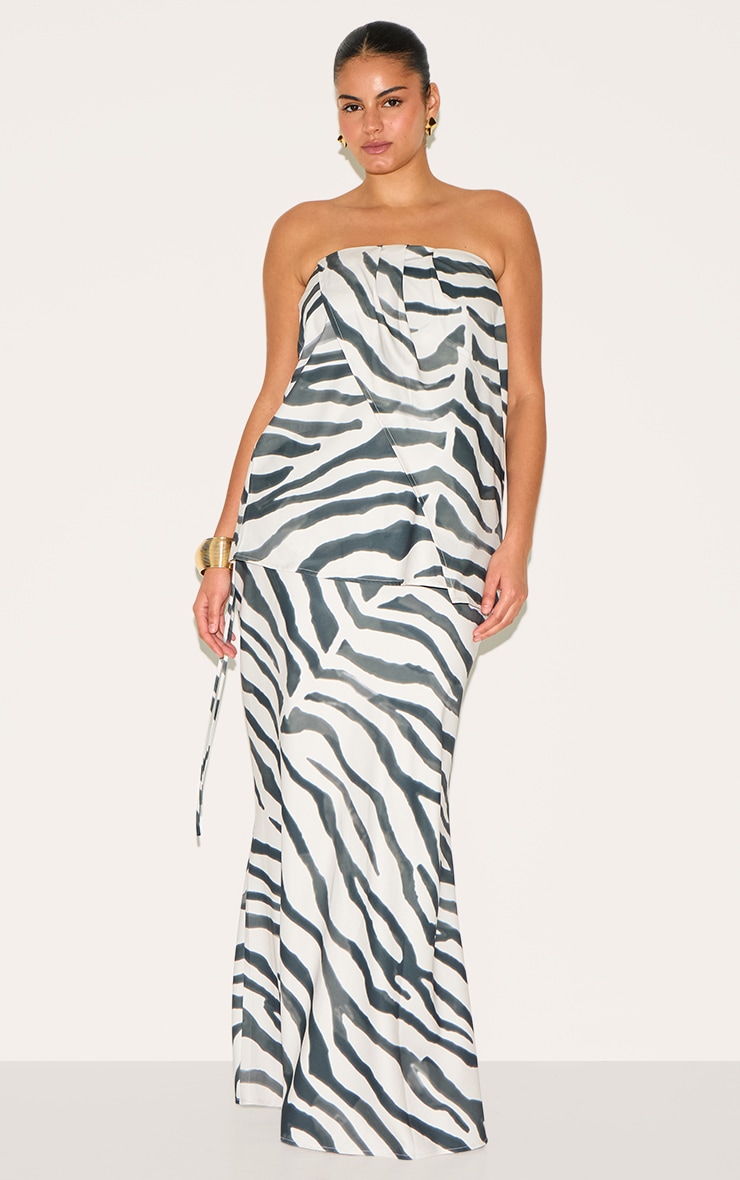 Plus Multi Zebra Floaty Woven Bandeau Long Top | Plus Size ...