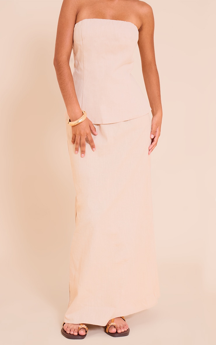 Petite Natural Premium Linen Drawstring Maxi Skirt | Petite | PLT AUS