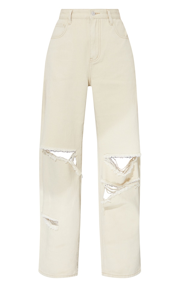 Washed Stone Baggy Low Rise Ripped Boyfriend Jeans | Denim ...