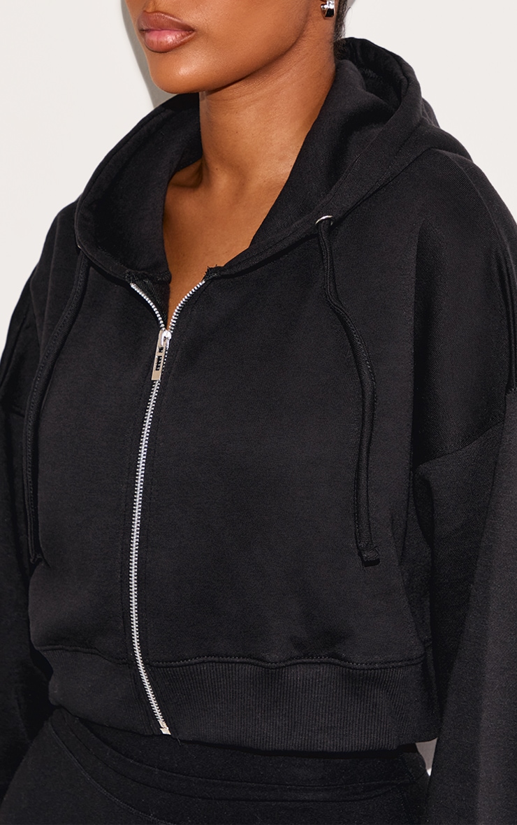 Shape Black Zip Front Long Sleeve Cropped Hoodie | Shape | PLT