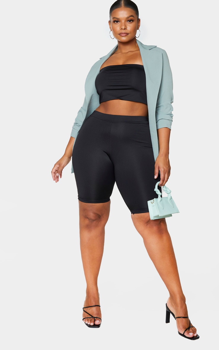 Plus Bella Black Slinky High Waisted Cycle Shorts | PrettyLittleThing