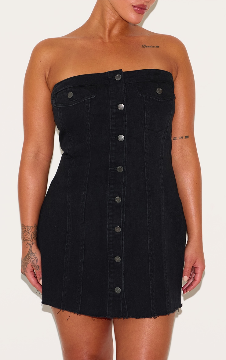 Plus Black Corset Button Up Bodycon Dress | Plus Size ...