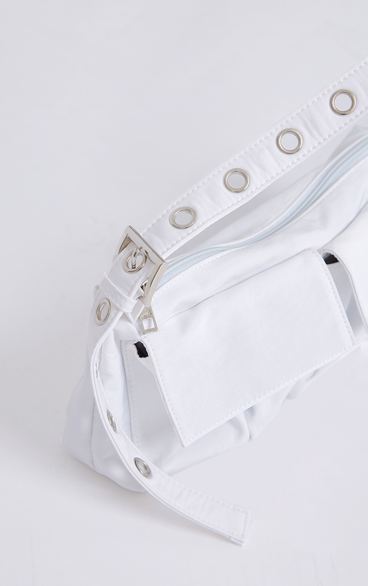 Prettylittlething White Tab Mini Shoulder Bag | PrettyLittleThing USA