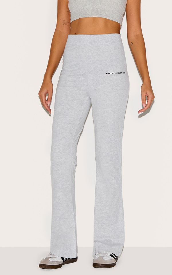 PRETTYLITTLETHING Ash Grey Print Flared Trouser | Co-ords ...