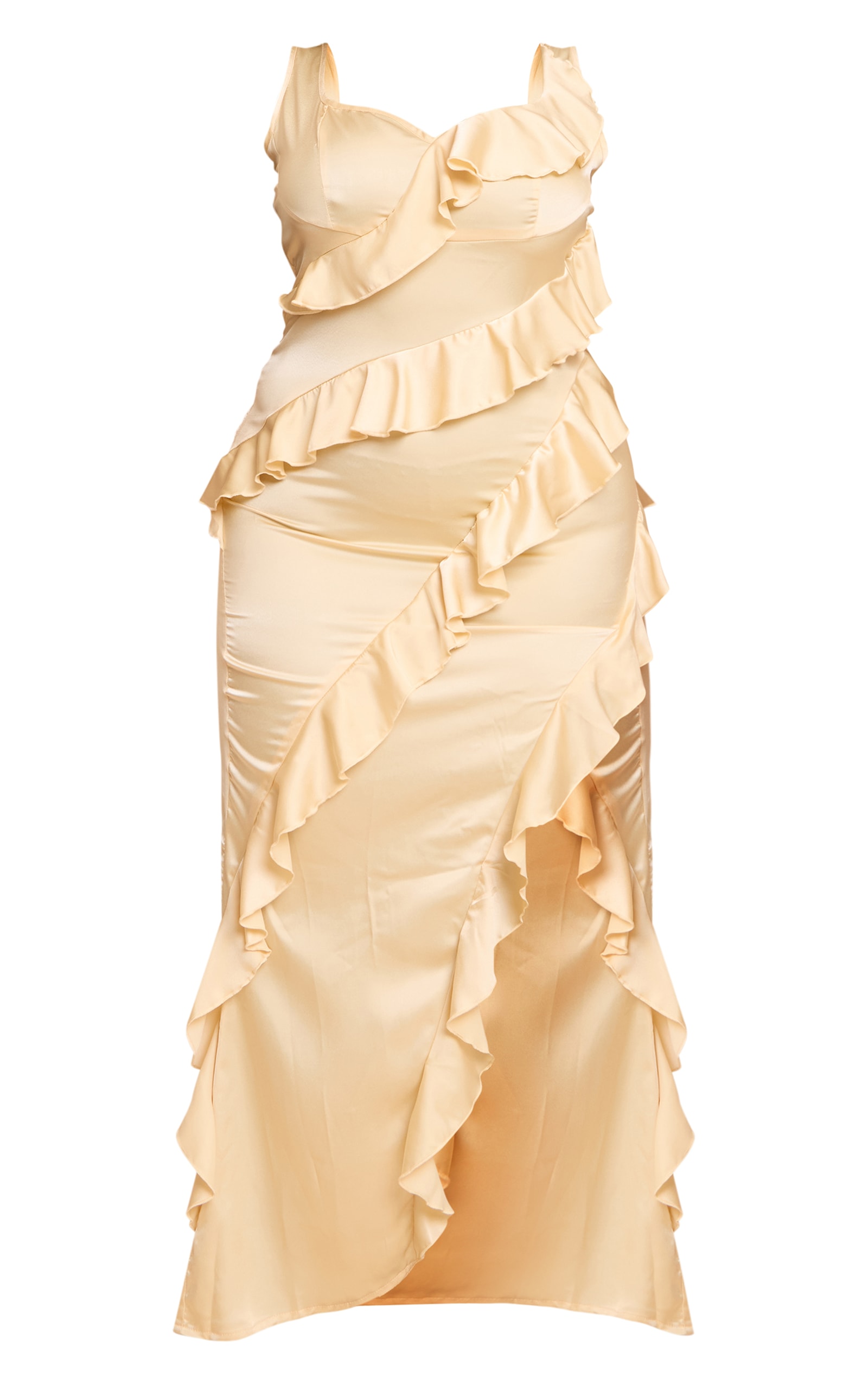 Plus Yellow Ruffle Tiered Maxi Dress | Plus Size | PLT