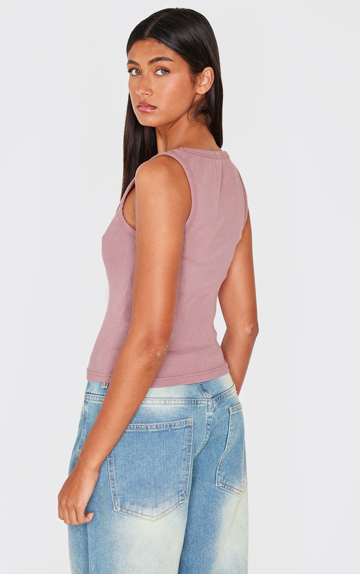 Mauve Washed Ribbed Longline Vest | Athleisure | PLT USA