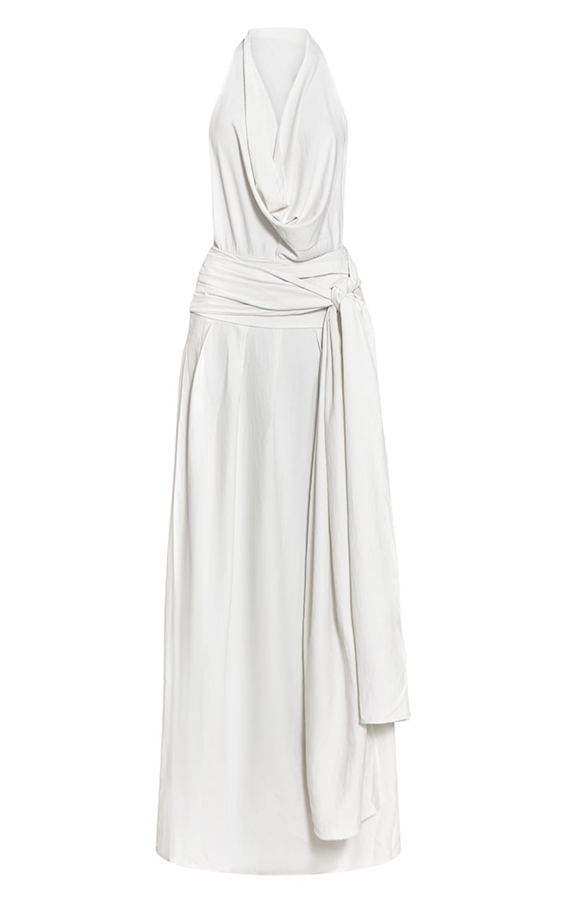 Cream Floaty Woven Cowl Neck Low Back Maxi Dress | Dresses ...
