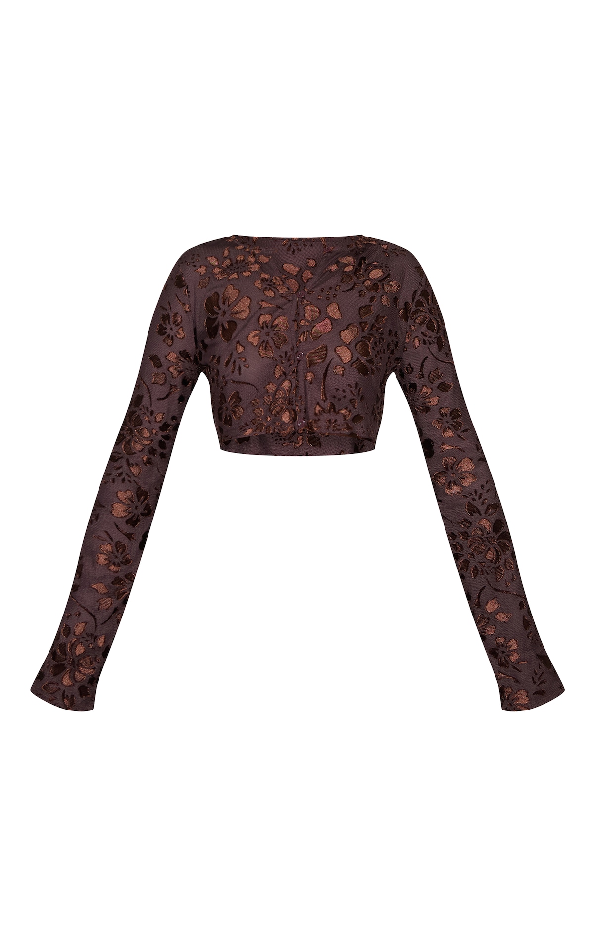 Chocolate Floral Button Cropped Top | Co-ords | PrettyLittleThing USA