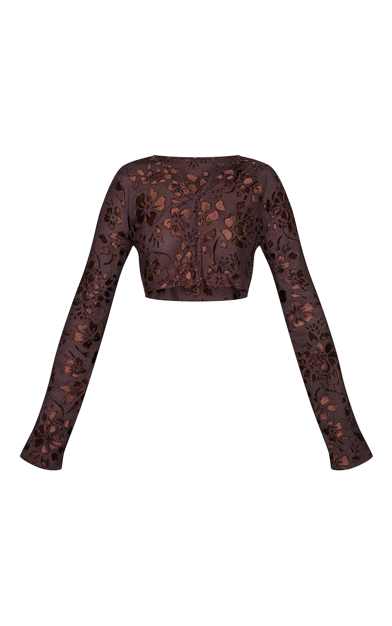 Chocolate Floral Button Cropped Top | Co-ords | PrettyLittleThing USA