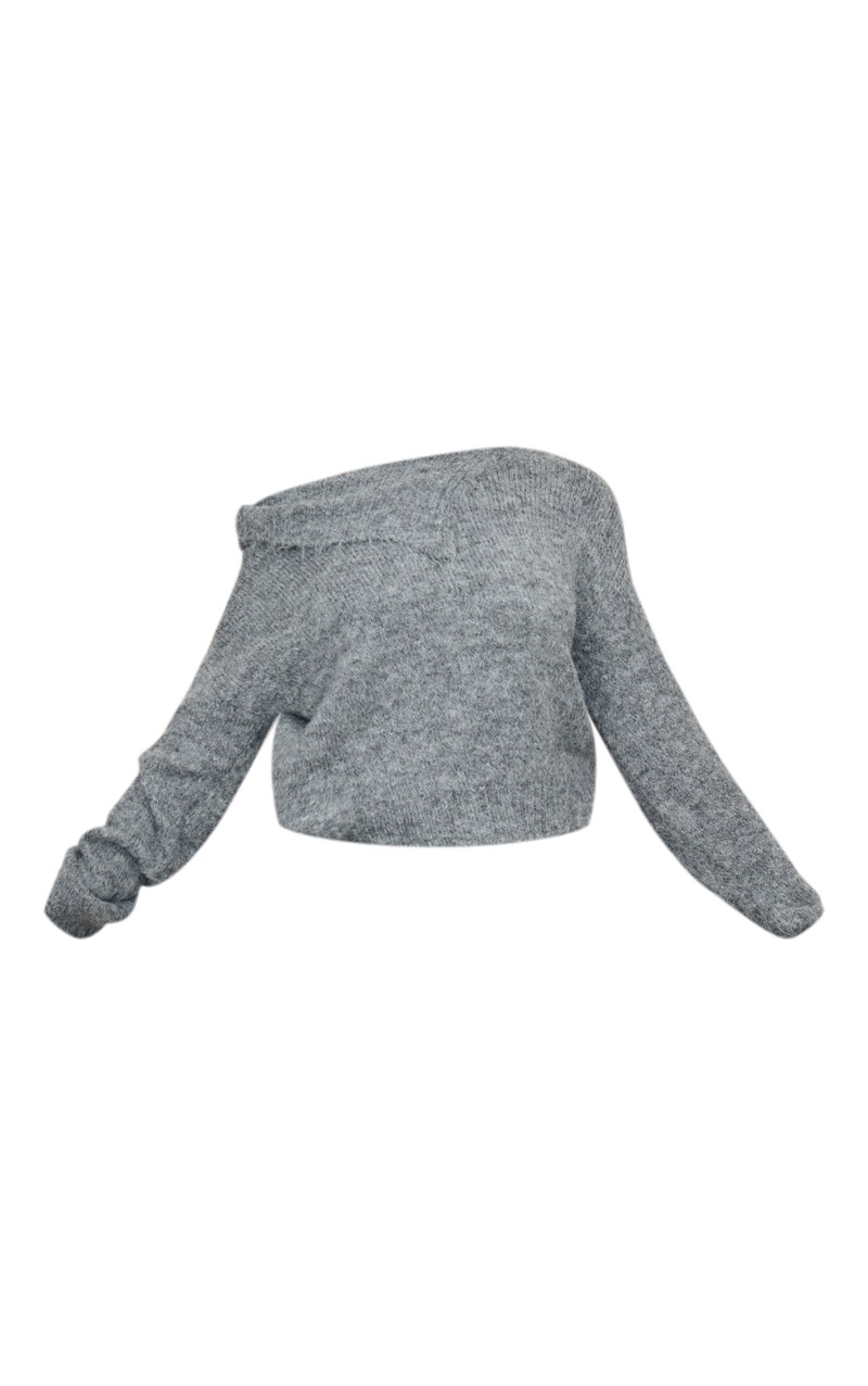 Plus Grey Marl Knit Asymmetric Overlay Jumper | Plus Size ...