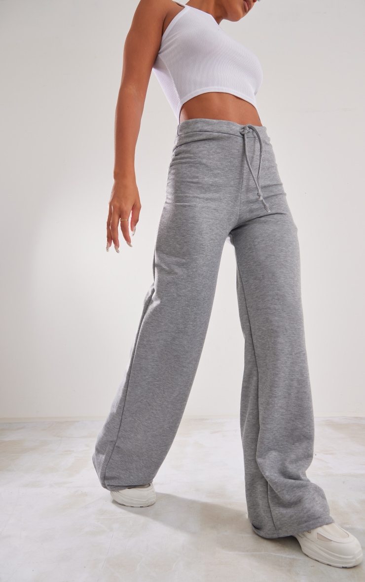 Grey Marl Lightweight Drawstring Waist Joggers | Athleisure | PLT