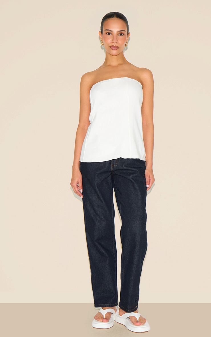 Petite White Lightweight Bandeau Long Line Top | Petite | PLT