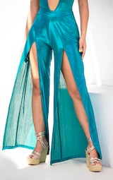 Teal Metallic Split Leg Beach Flares | PLT