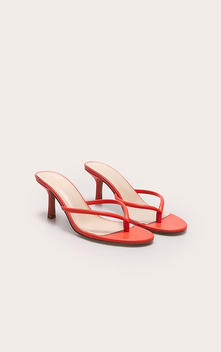 Burnt Orange PU Round Toe Thong Mid Heel Mules | Footwear ...