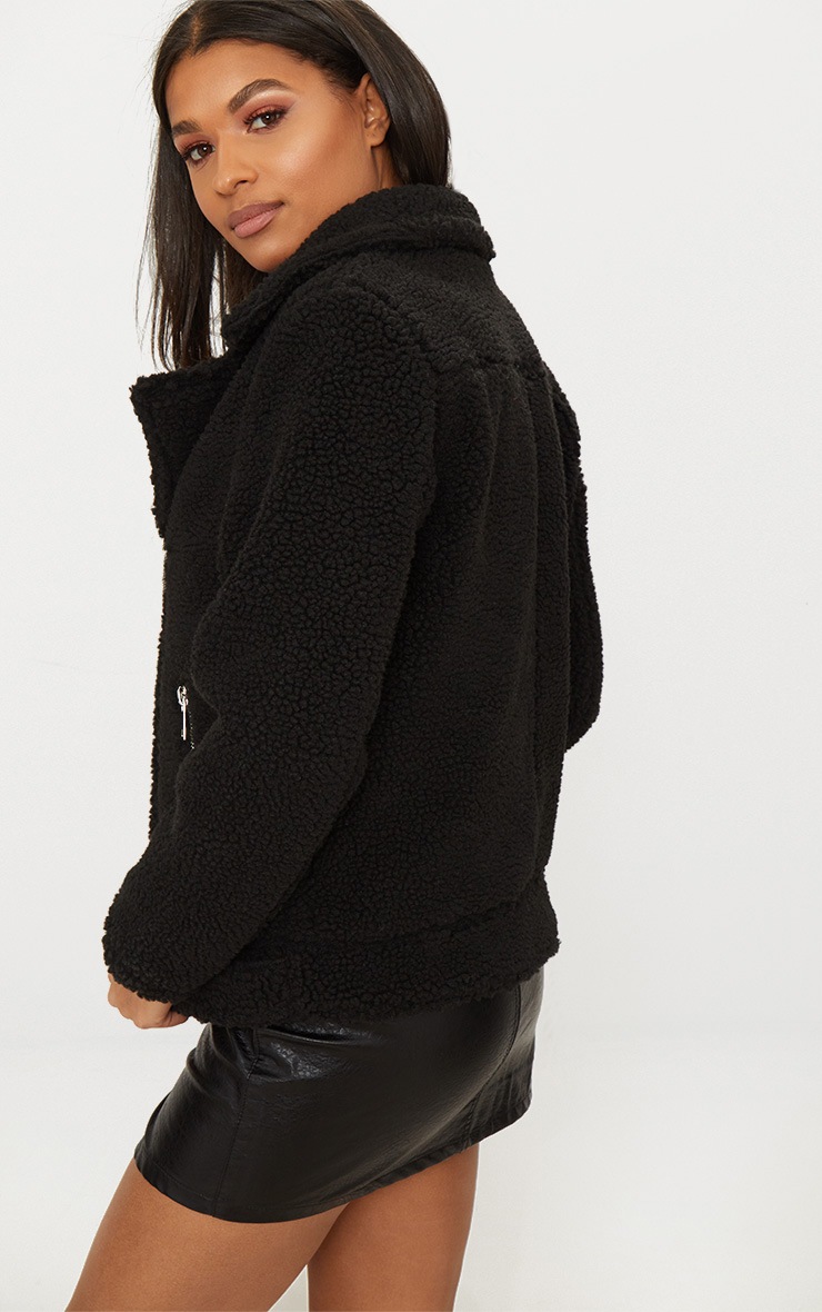 Black Borg Aviator | Coats & Jackets | PrettyLittleThing USA