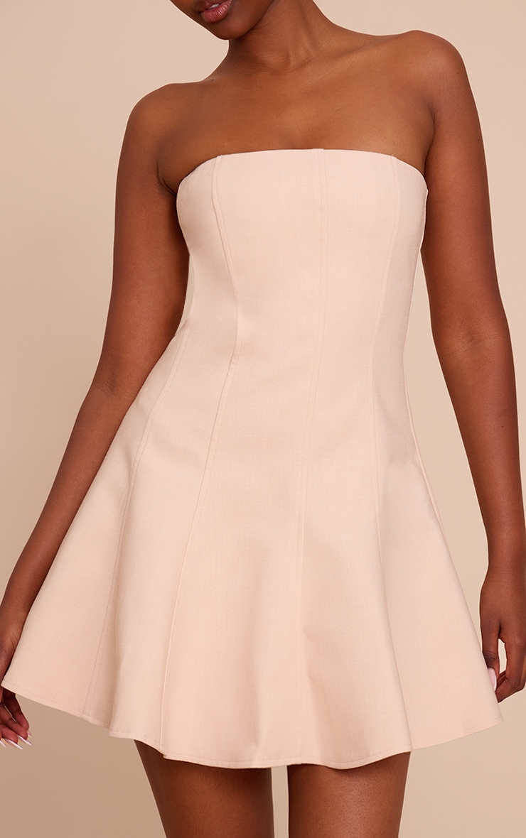 Cream Woven Bandeau Shift Mini Dress | Dresses | PLT