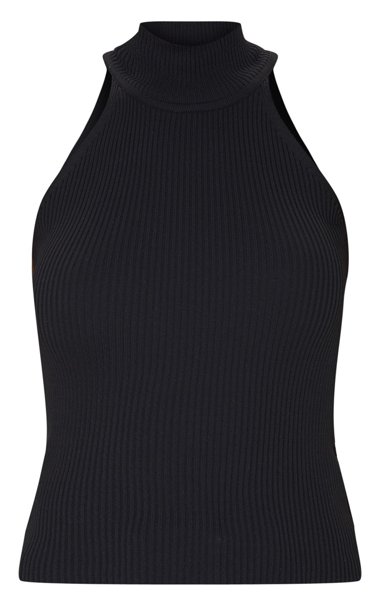 Black High Neck Knitted Sleeveless Top | PrettyLittleThing USA