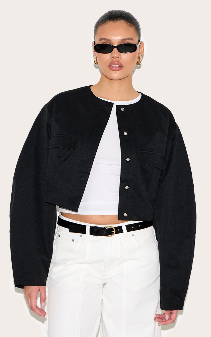 Black Cocoon Sleeve Cropped Blazer | Outerwear | PLT