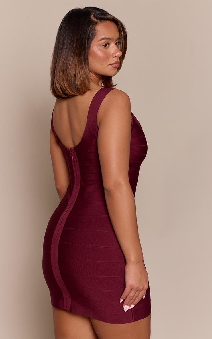 Shape Wine Bandage Scoop Neck Mini Dress | Shape | PrettyLittleThing AUS